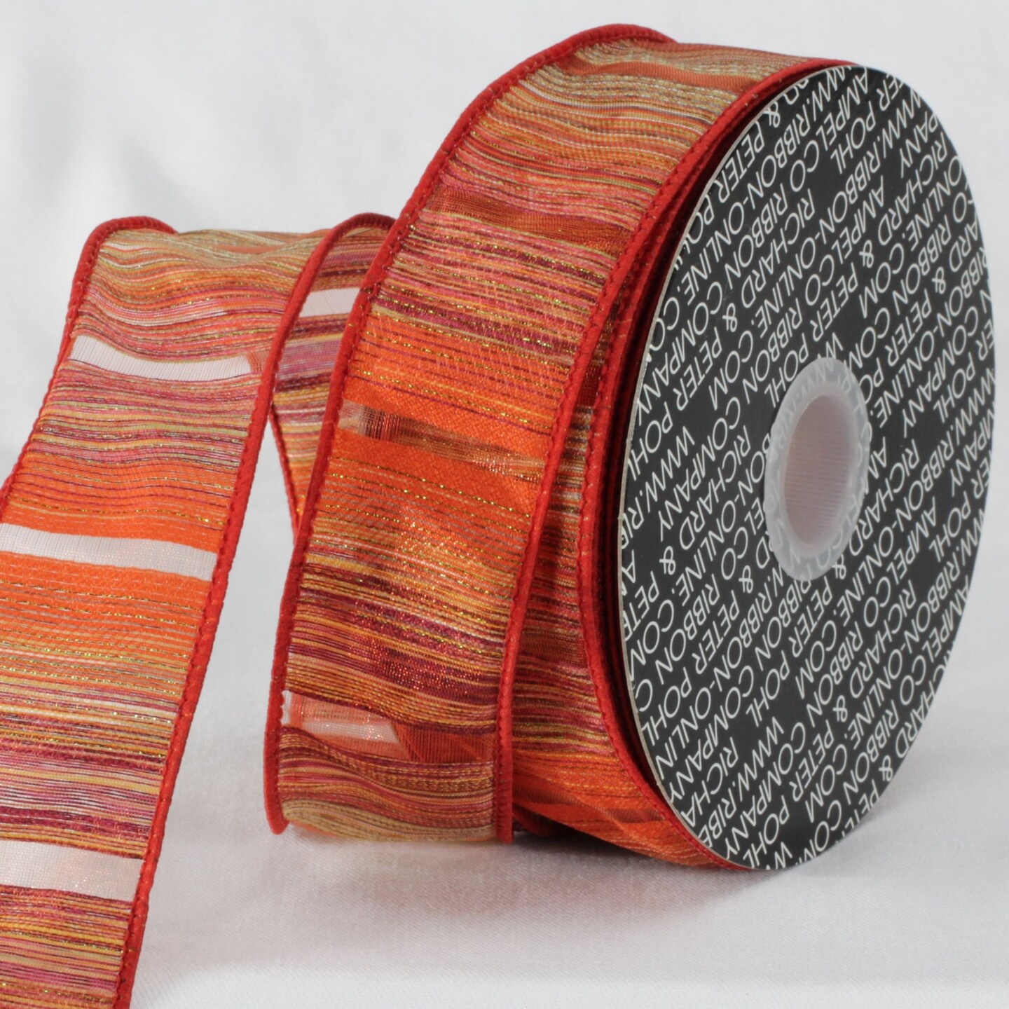 The Ribbon People Orange and Red Diagonal Stripe Wired Edge Craft ...
