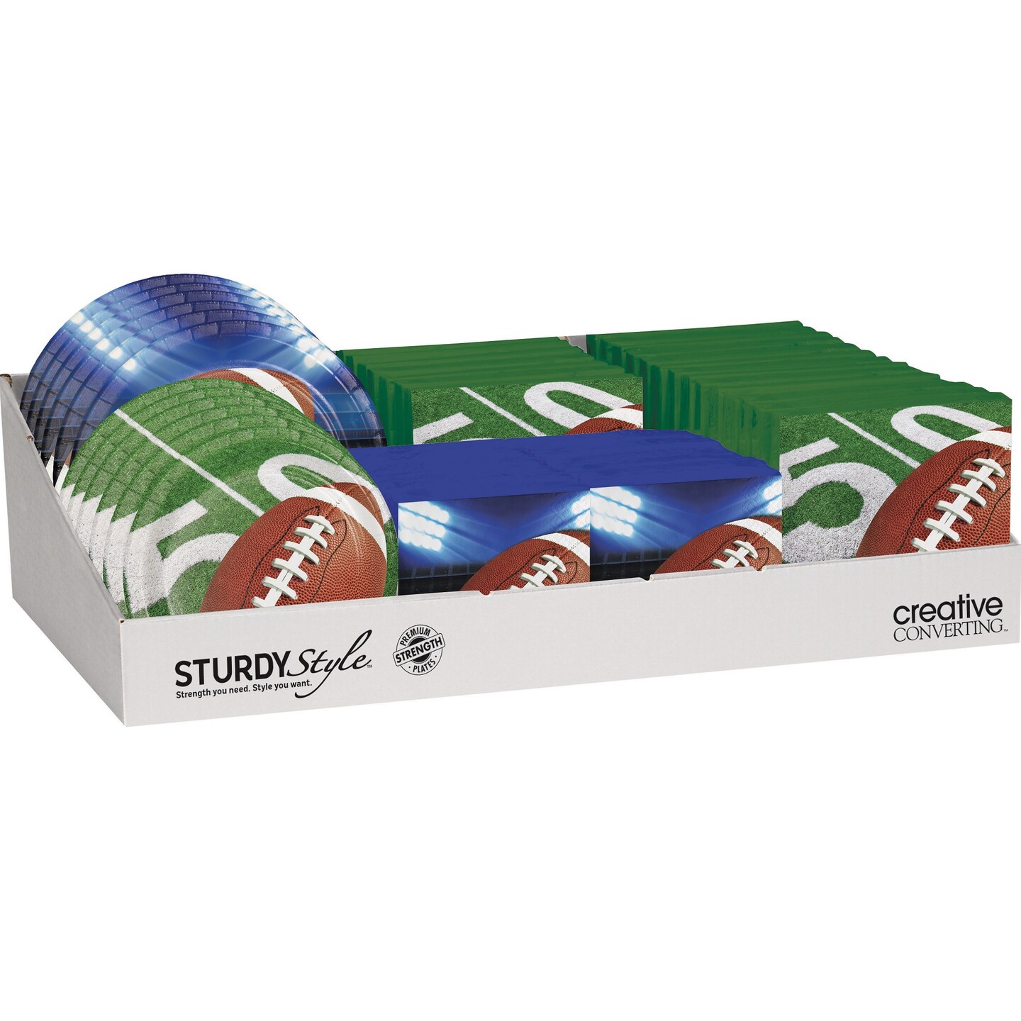 Party Central 24" Blue and Green Football Party Counter Display | Michaels