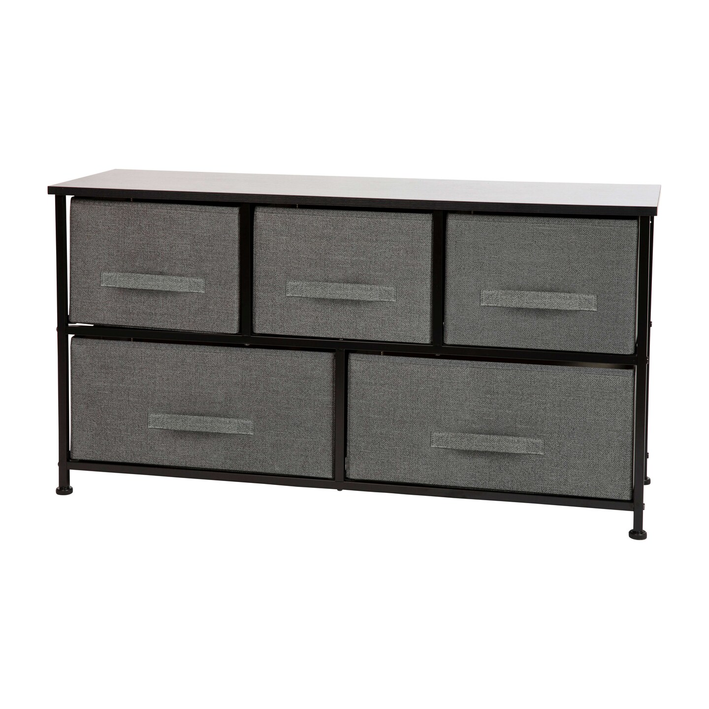 Emma and Oliver 5 Drawer Storage Chest with Wood Top & Dark Fabric Pull ...