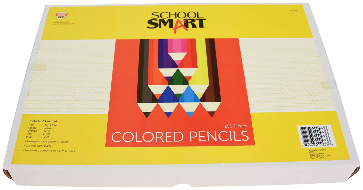 School Smart Colored Pencils Classroom Pack, 10- Assorted Colors, Set ...