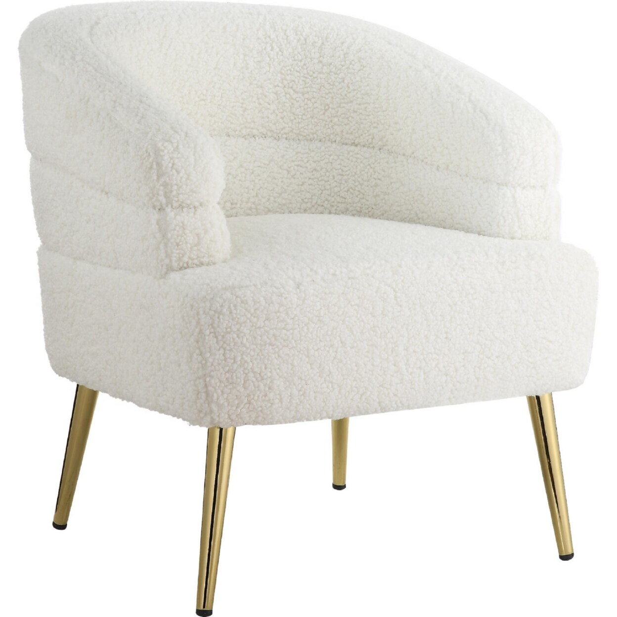 Saltoro Sherpi Accent Chair with Textured Fabric and Curved Back, White ...