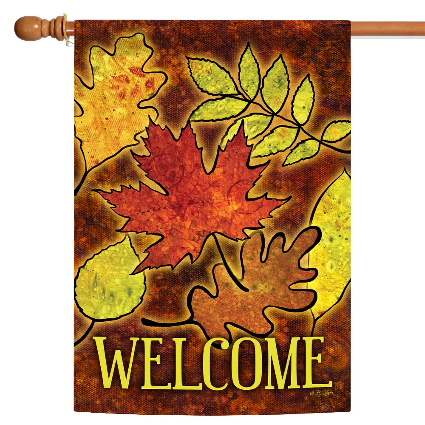 Toland Home Garden Welcome Autumn leaf Brown and Green Rectangular ...