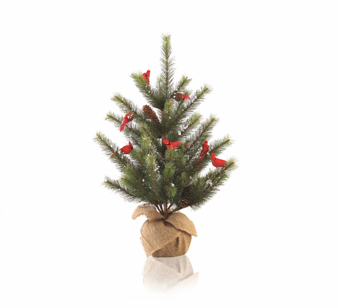 Napa Home & Garden 2' Green and Brown Glittered Cardinal Snow Pine ...