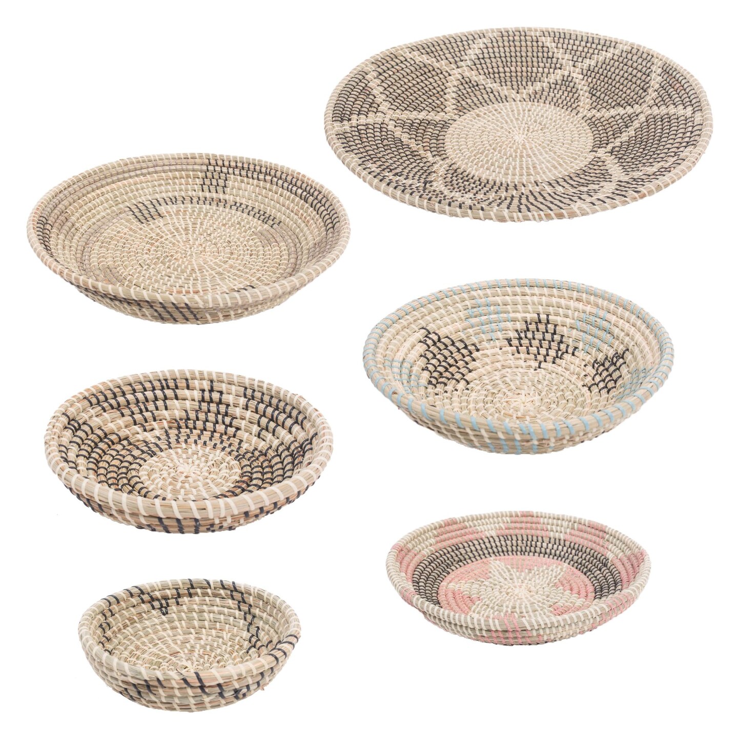 Signature Home Collection Set of 7 Beige and Black Geometric Wall ...