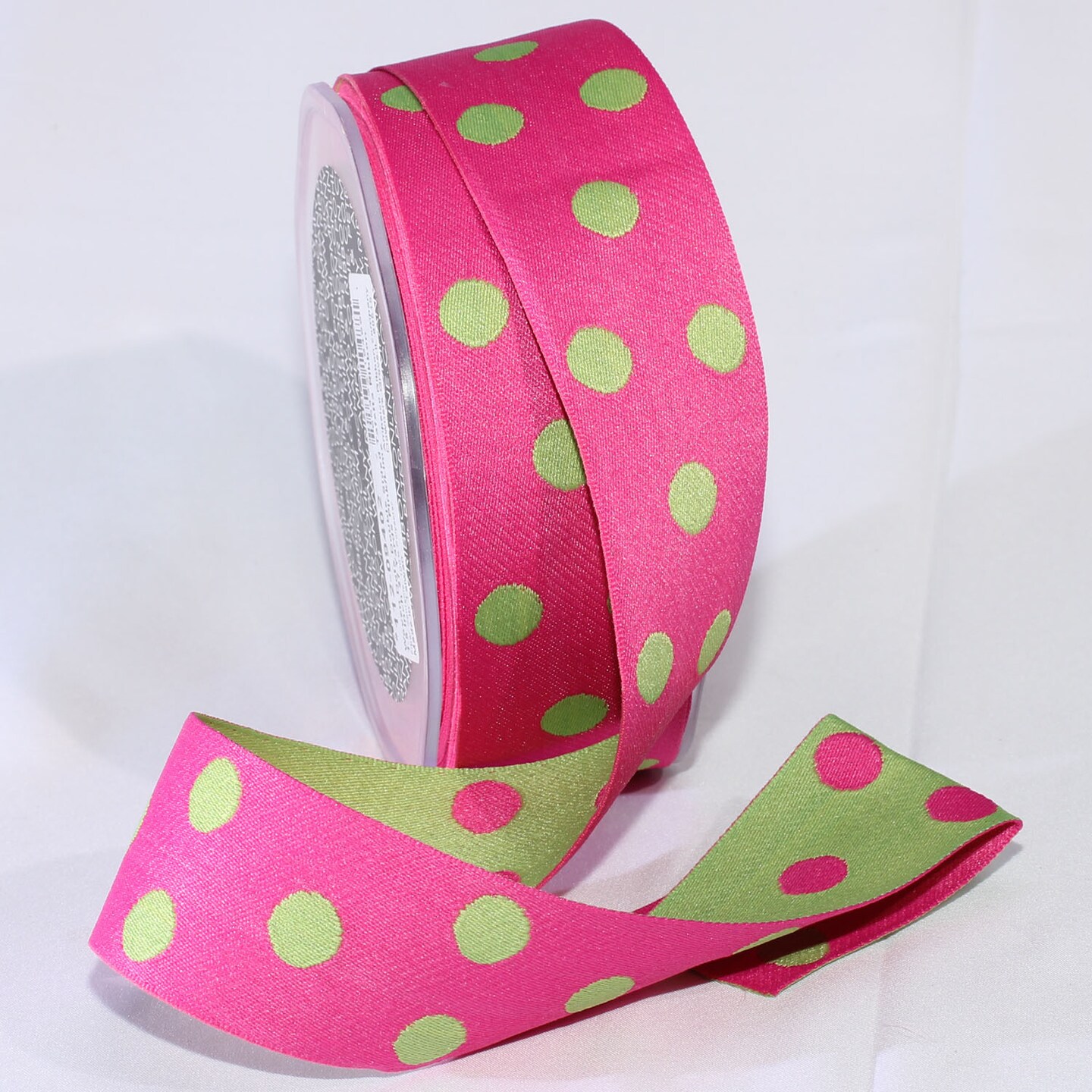 The Ribbon People Pink Polka Dot Woven Craft Ribbon 1.5" x 27 Yards ...