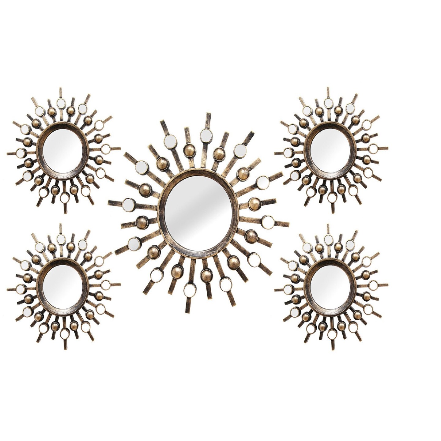 Contemporary Home Living Set of 5 Bronze Burst Wall Mirrors 39" | Michaels