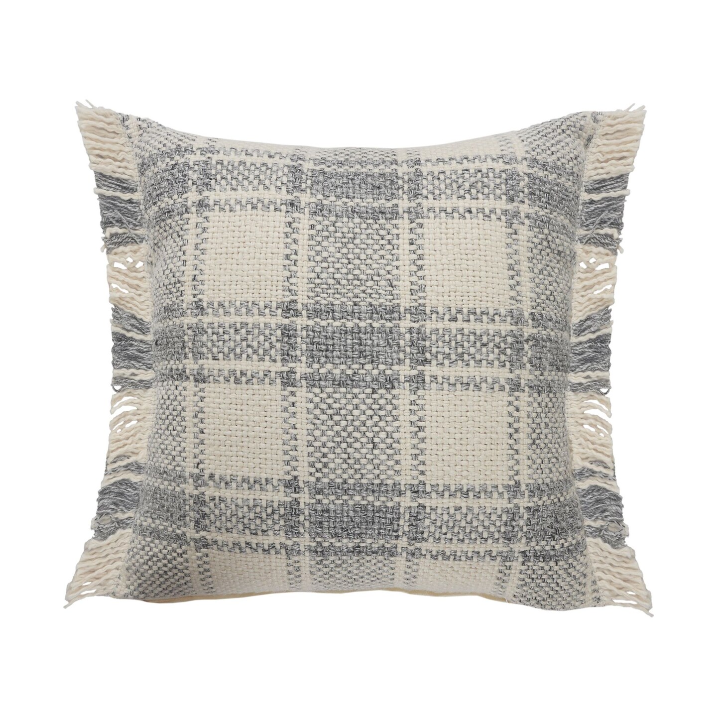 Laddha Home Designs 20" Blue and White Plaid Cabin Square Throw Pillow ...