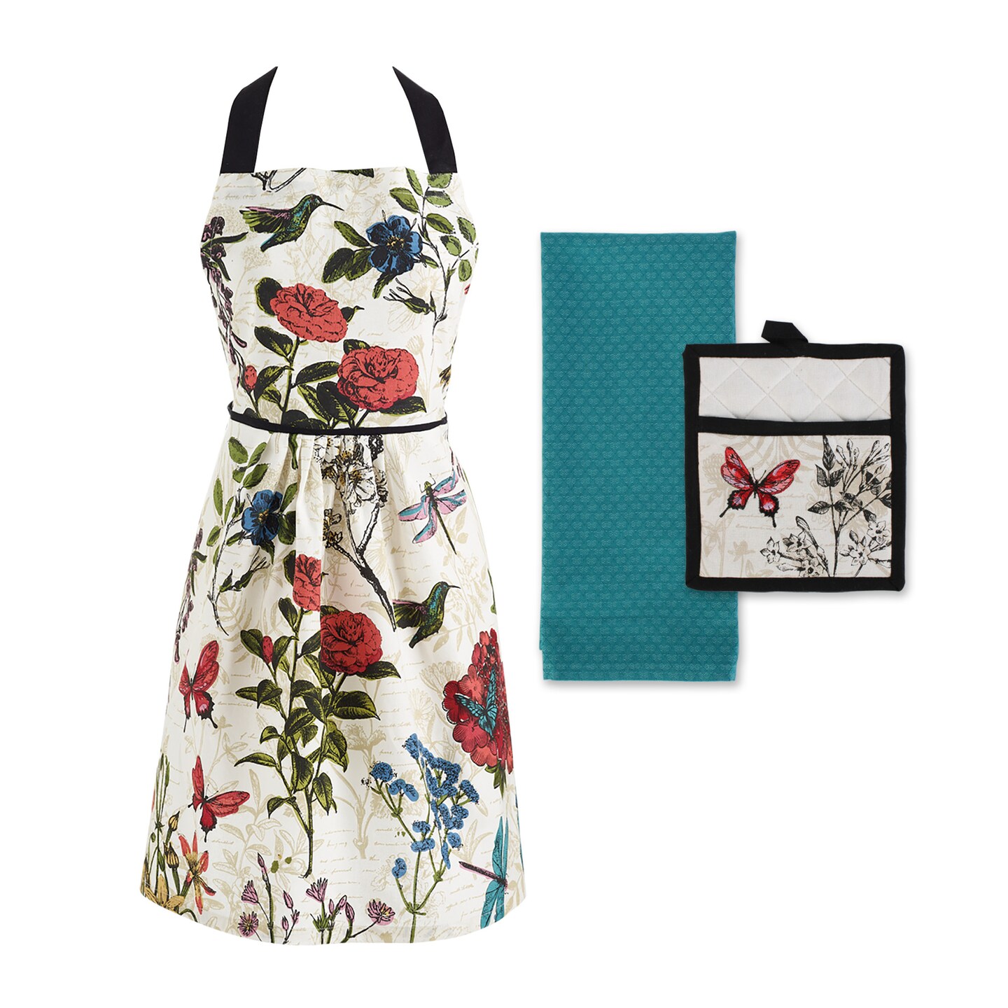 Contemporary Home Living Botanical Apron, Potholder and Dishtowel ...