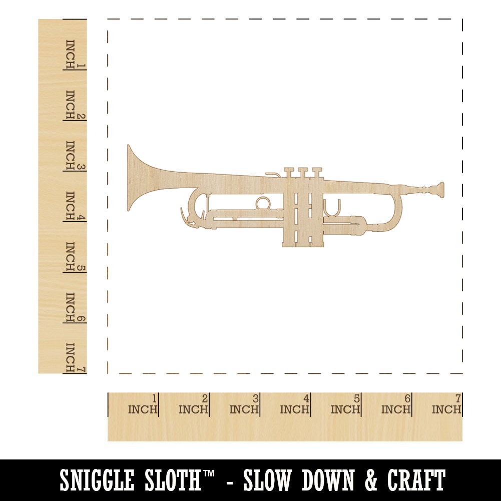Trumpet Music Instrument Silhouette Unfinished Wood Shape Piece Cutout ...