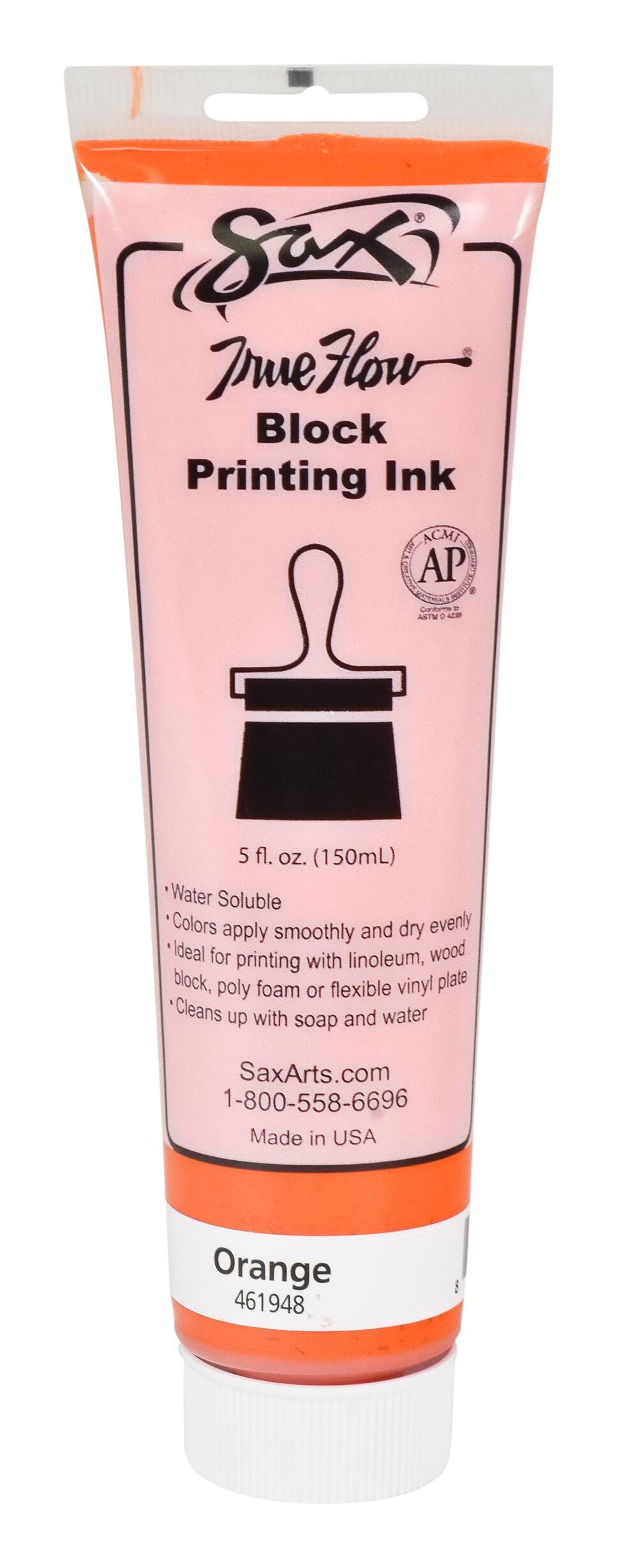 Sax Water Soluble Block Printing Ink, 5 Ounce Tube, Orange | Michaels