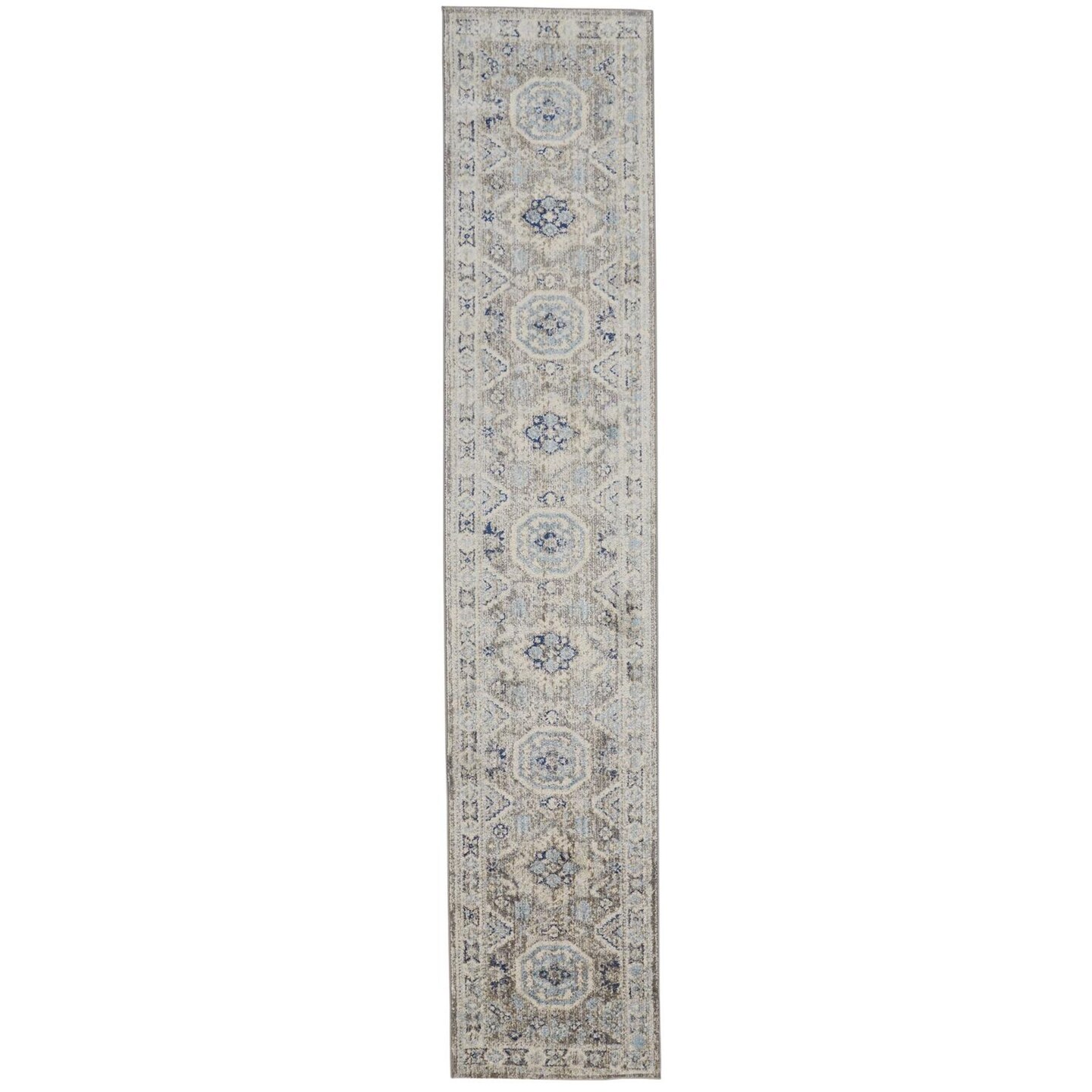 Feizy Home Collection 2' x 8' Blue and Gray Rustic Bohemian Rectangular ...