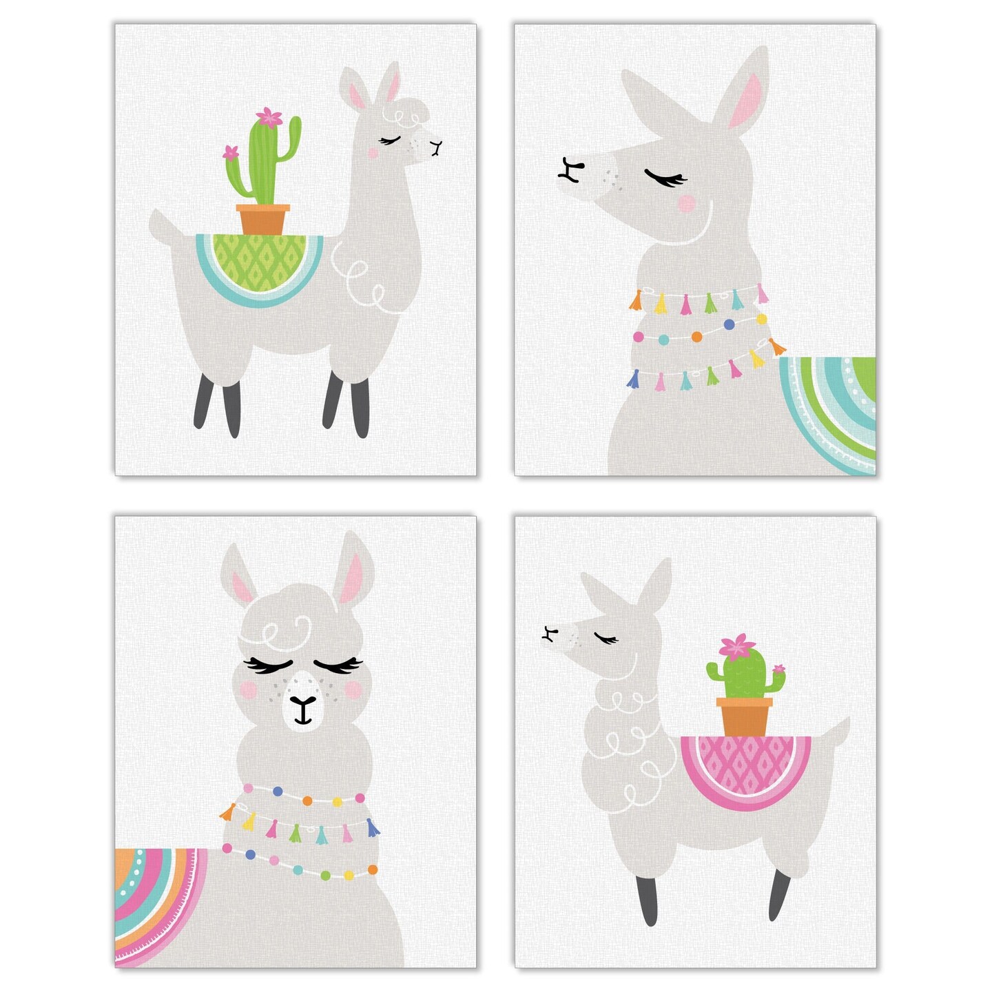 Big Dot of Happiness Whole Llama Fun - Unframed Llama Fiesta Nursery ...