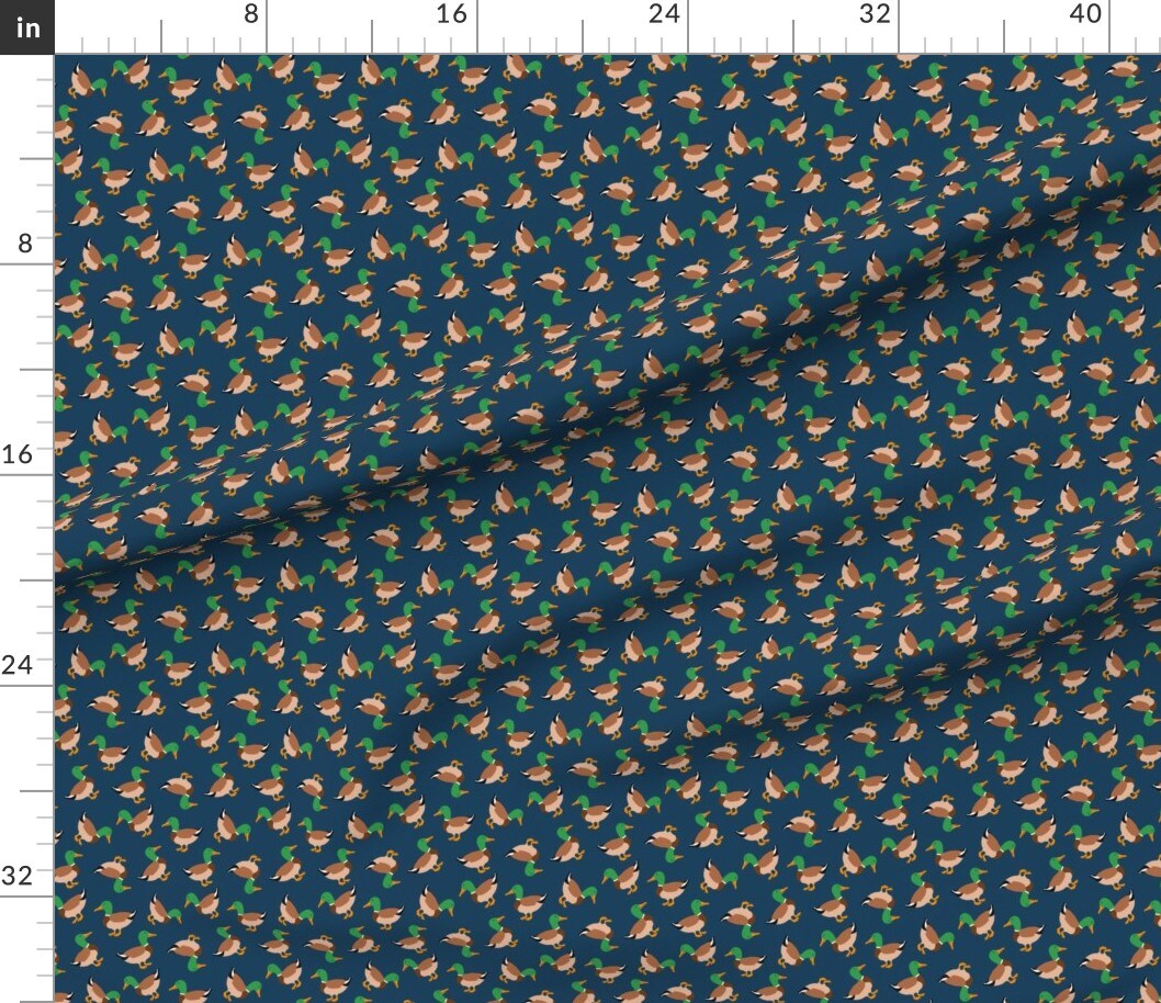 Petal Signature Cotton by the Yard or Fat Quarter Mallard Ducks Navy ...