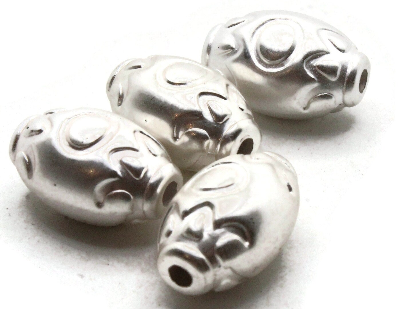 4 23mm Patterned Barrel Silver Plated Plastic Vintage Beads | Michaels