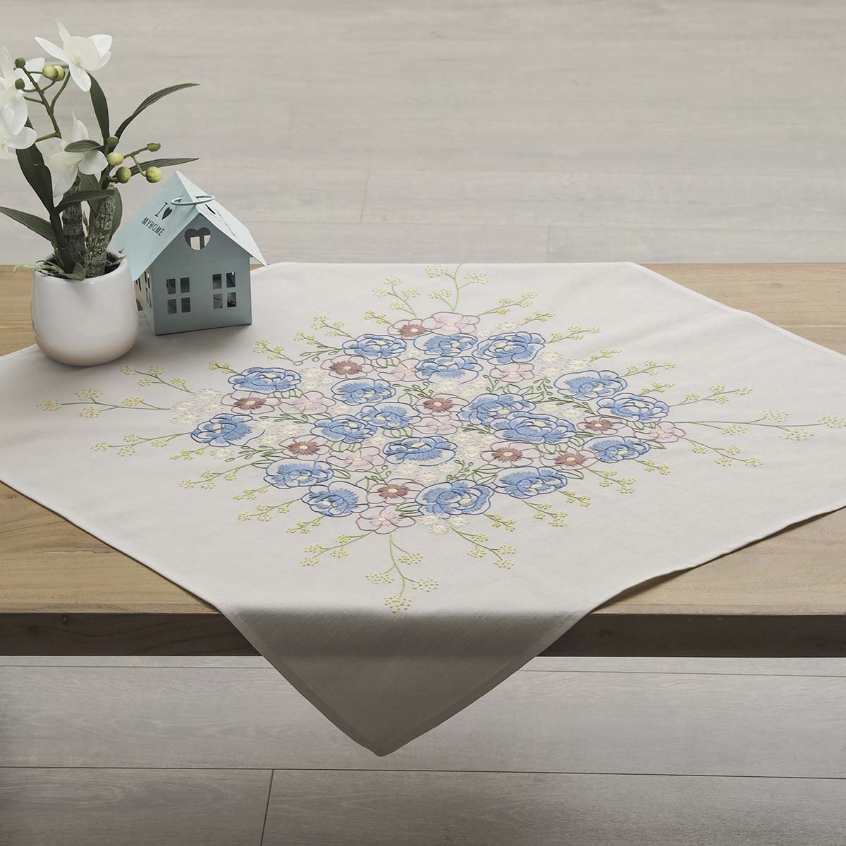 Nob Hill Calming Floral Table Topper Stamped Embroidery Kit | Michaels