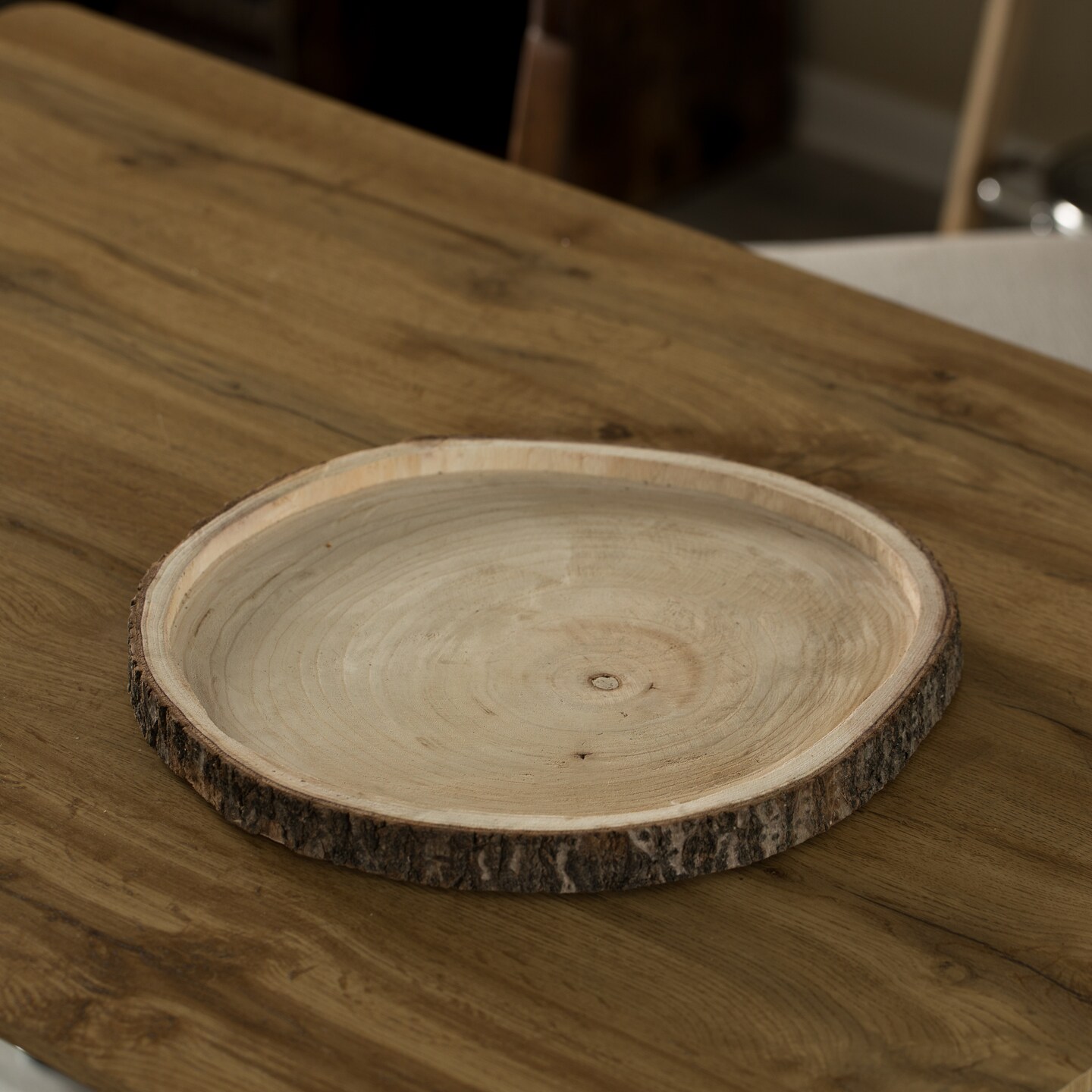 Natural Wooden Bark Round Slice Tray, Rustic Table Charger Centerpiece ...