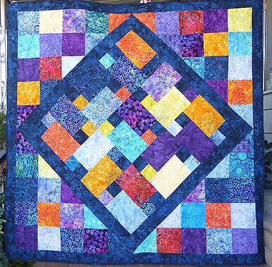 Batik Cotton Patchwork Quilt, Crafted and Sewn by Sue and Quilted by ...