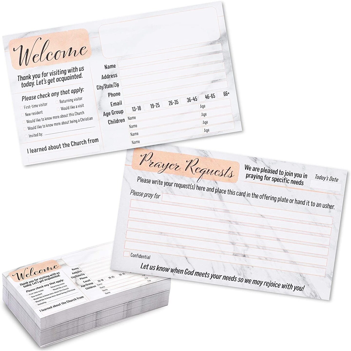 100 Pack Prayer Request and Welcome Cards for Church Visitors, Double ...
