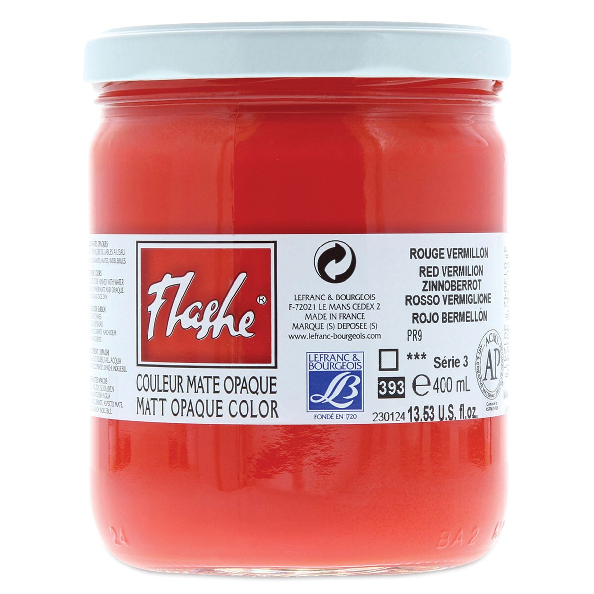 Lefranc & Bourgeois Flashe Vinyl Paint - Red Vermilion, 400 ml jar ...