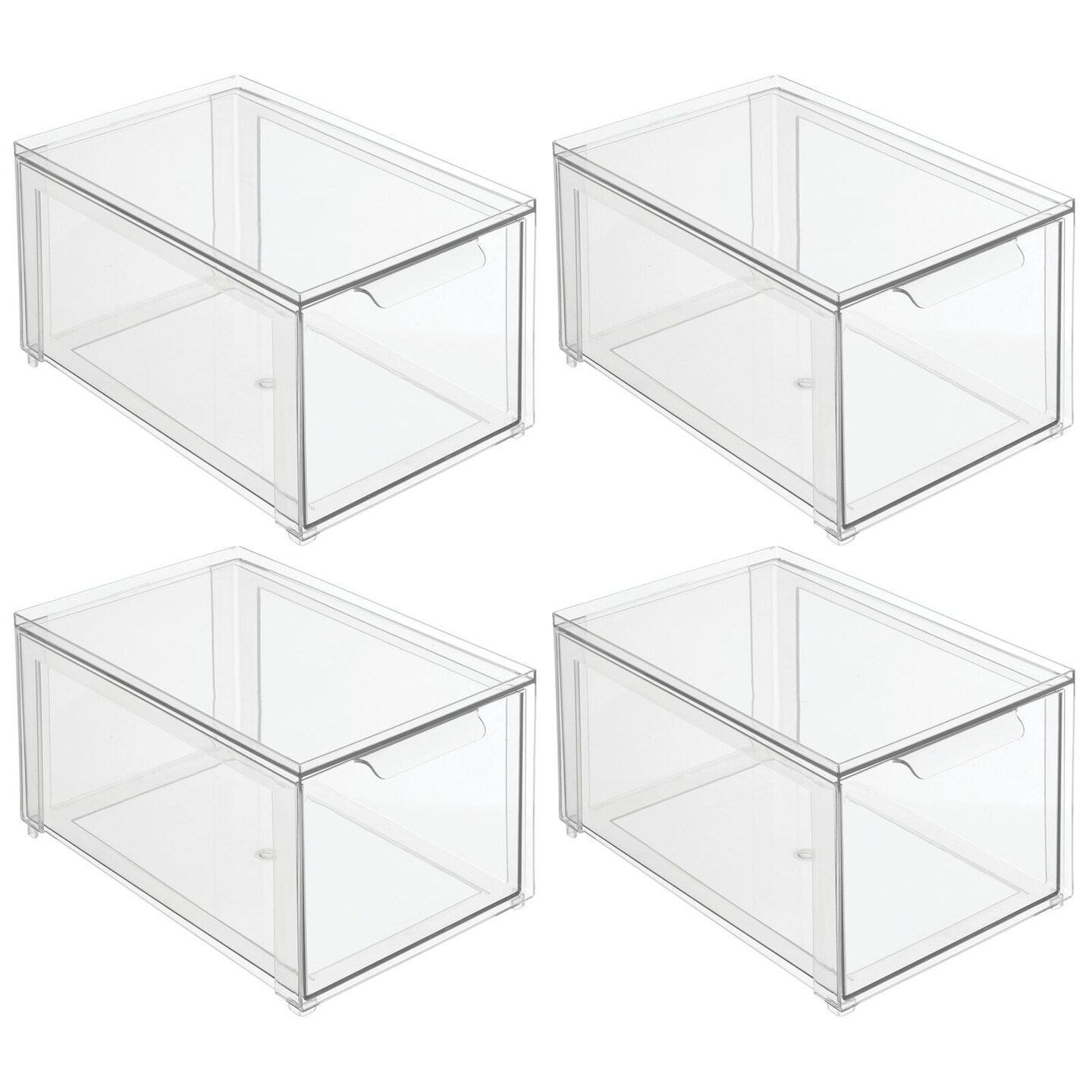 mDesign Plastic Playroom/Gaming Organizer Stacking Bin, Handle, 4 Pack ...