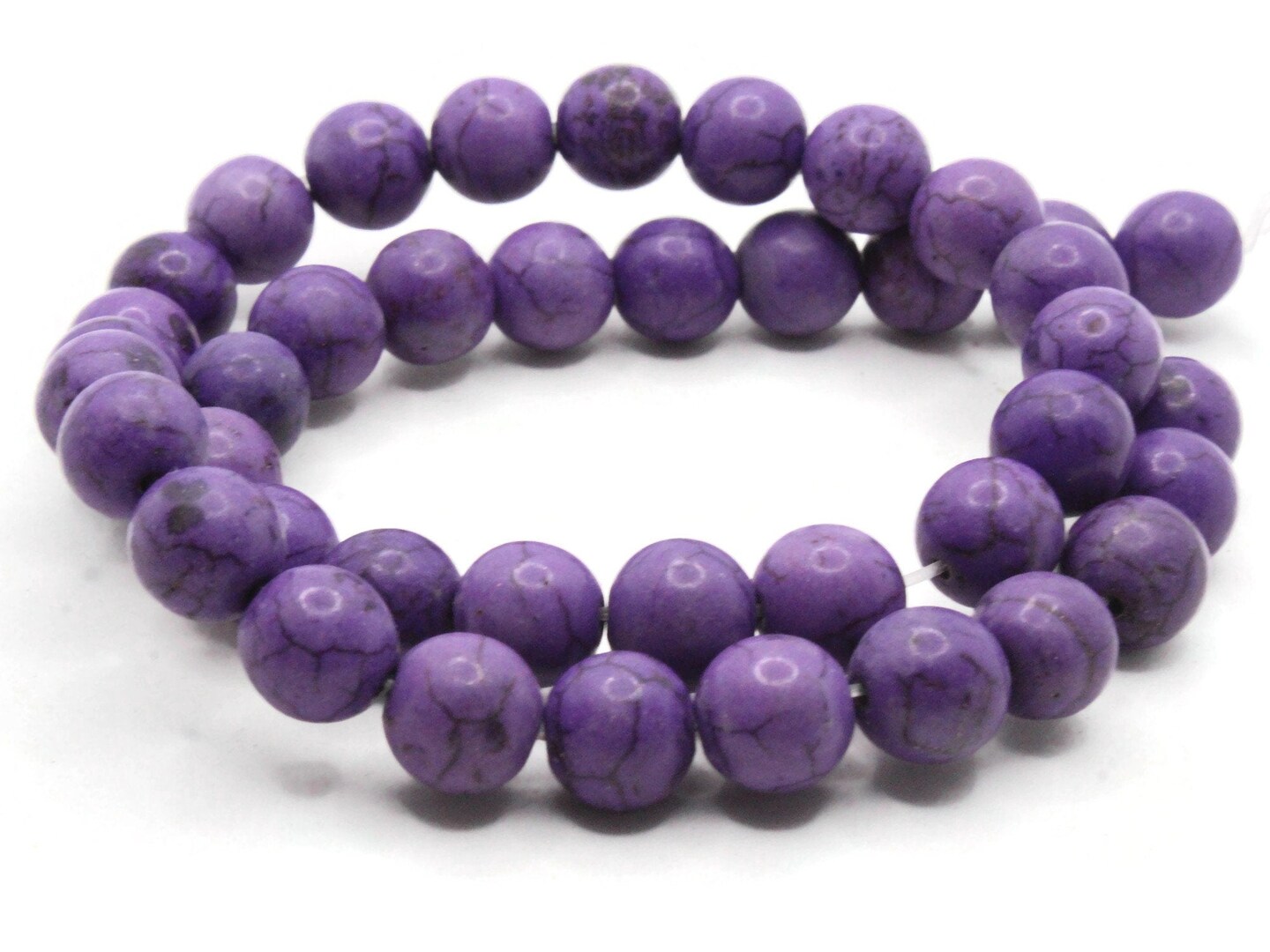 40 9mm to 10mm Round Dyed Purple Howlite Stone Beads | Natural Stone ...