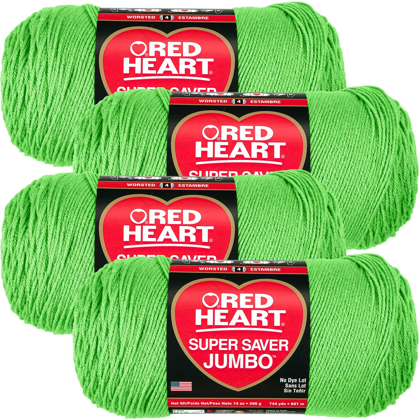 Multipack of 4 - Red Heart Super Saver Jumbo Yarn-Spring Green | Michaels