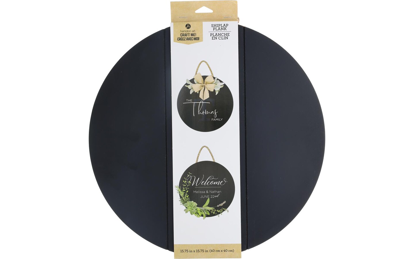 Hampton Art Wood Plank Round 15.75" Black, Wood Plaque, Sign Blank ...