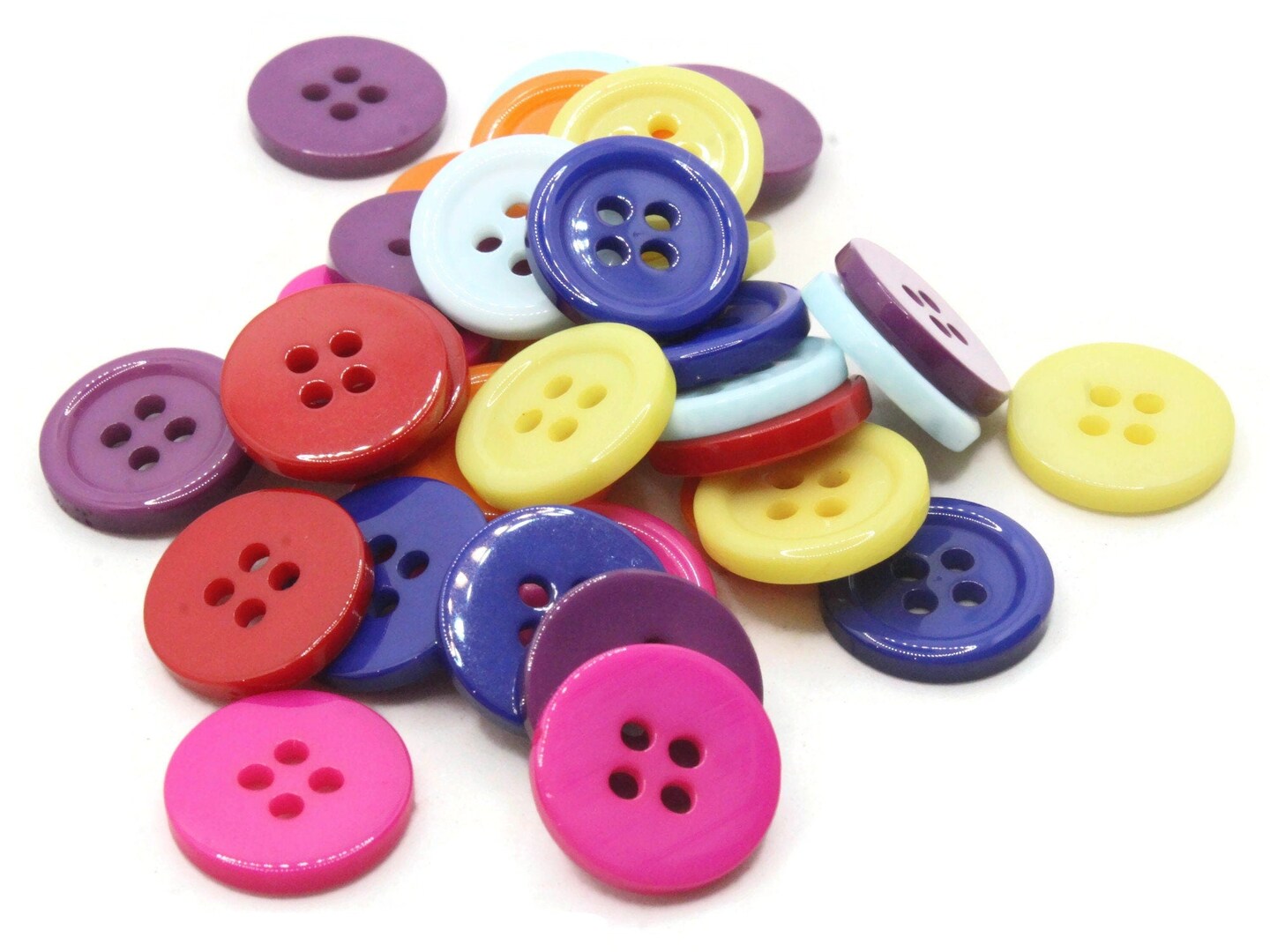 36 15mm Mixed Color Flat Round Plastic Four Hole Buttons | Michaels