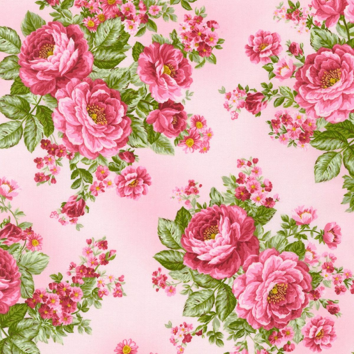 Bouquet of Roses Large Bouquets Baby Pink Cotton Fabric by Robert ...