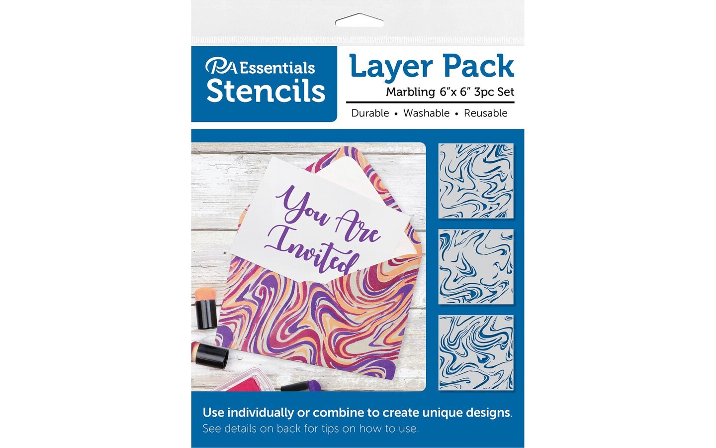 PA Essentials Stencil Layer Pack Marbling, 3 piece, for Painting on ...