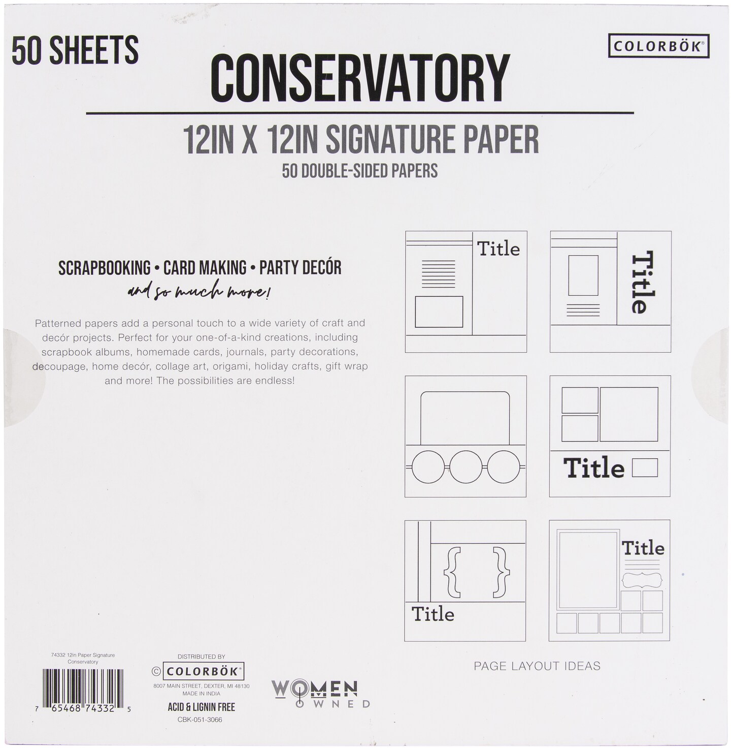 Colorbok Cardstock 12"X12" 50/Pkg-Signature Conservative, Count: 1 ...