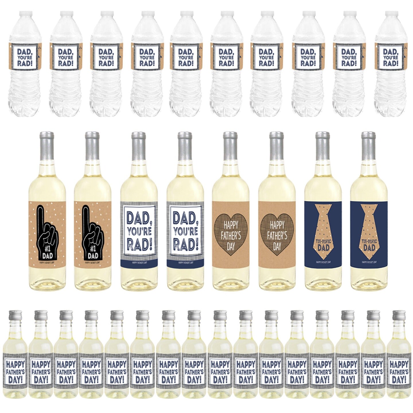 Big Dot of Happiness My Dad is Rad - Mini Wine Labels, Wine Labels ...