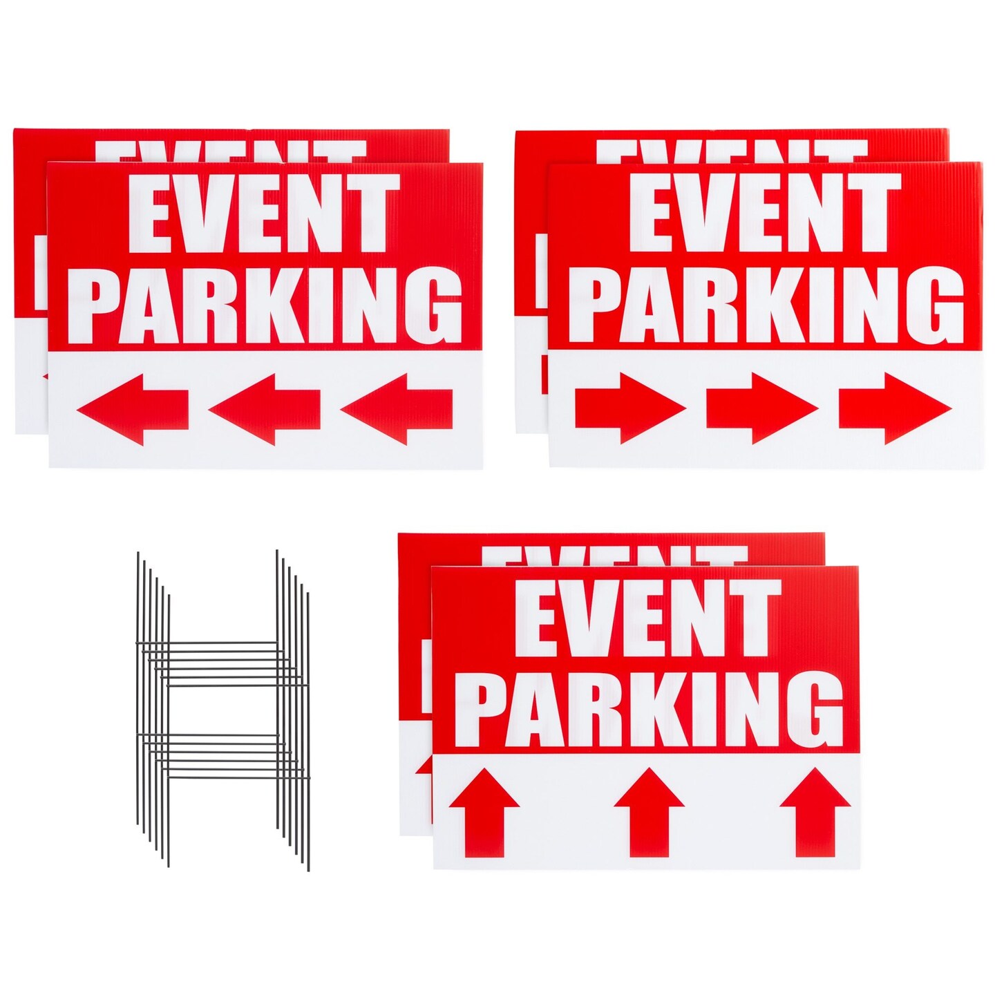 6 Pack Outdoor Event Parking Signs with Arrows, 12 x 17 Inch Double ...