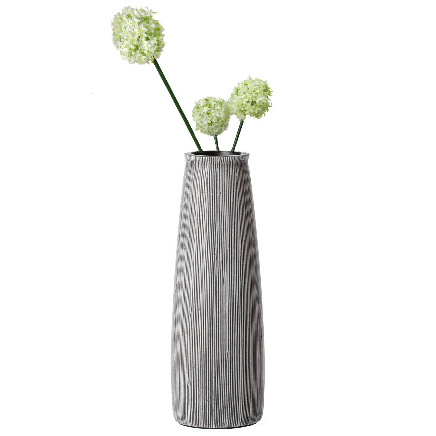 Grey Striped Decorative Round Table Centerpiece Flower Vase Display ...