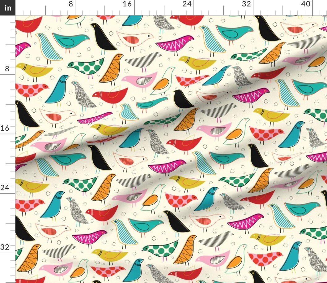 Petal Signature Cotton by the Yard or Fat Quarter Mod, Rainbow, Bird ...