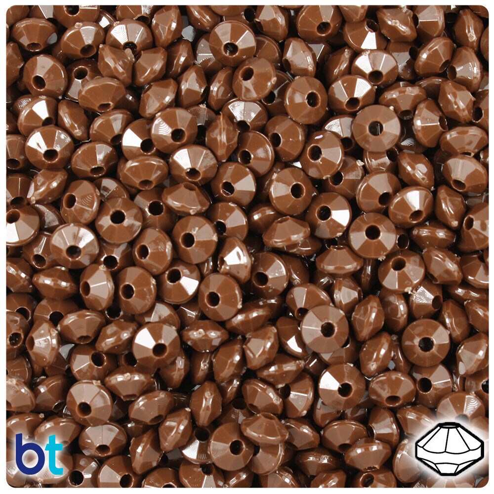 BeadTin Chocolate Opaque 6mm Faceted Rondelle Plastic Craft Beads ...