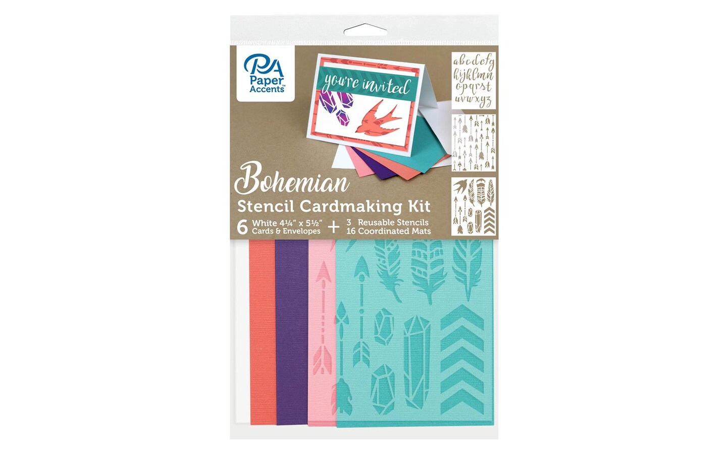 PA Essentials Cardmaking Kit with Stencils, Bohemian, 31 piece ...