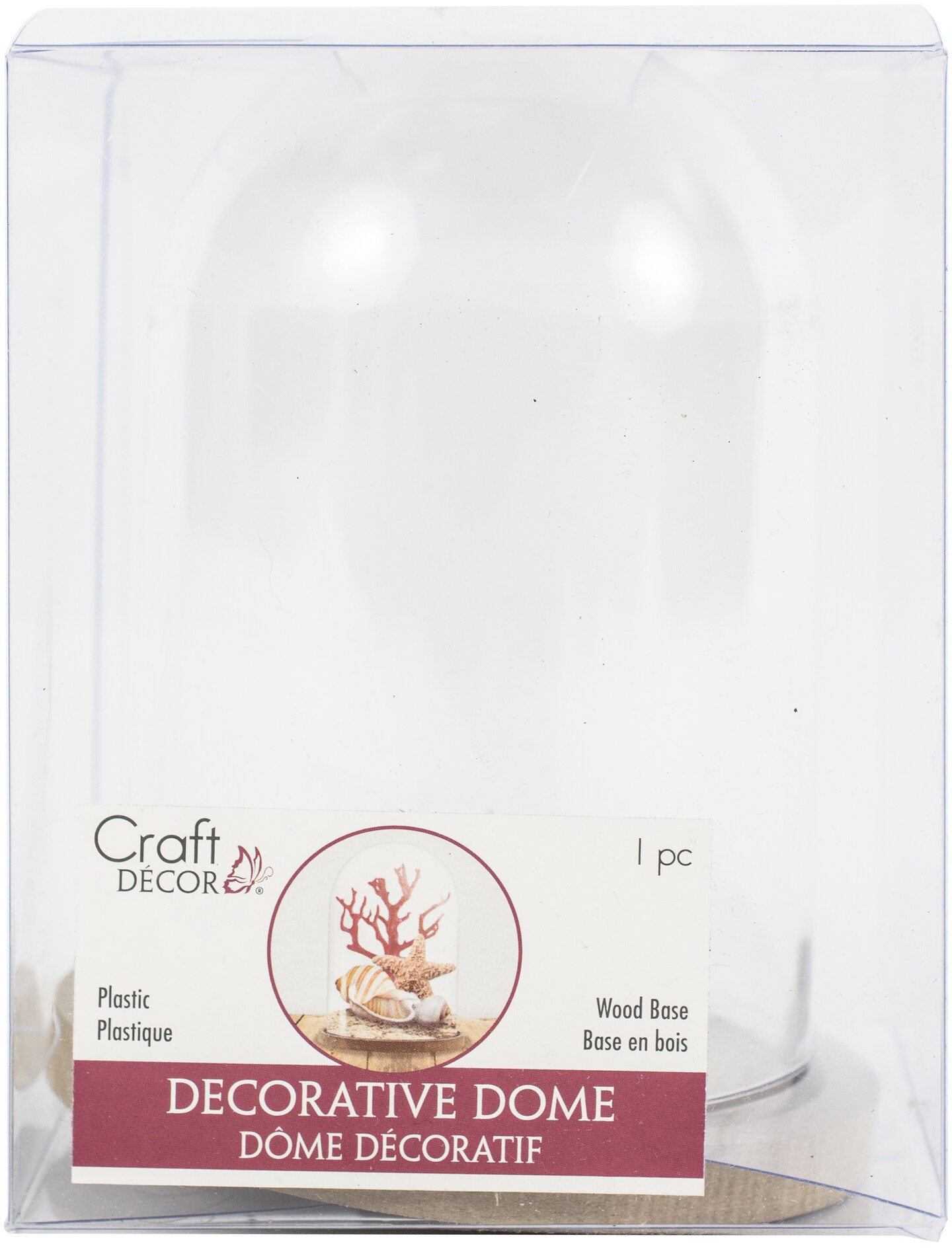 Craft Decor DIY Clear Plastic Dome W/Wood Base-4.75"X3.15" | Michaels