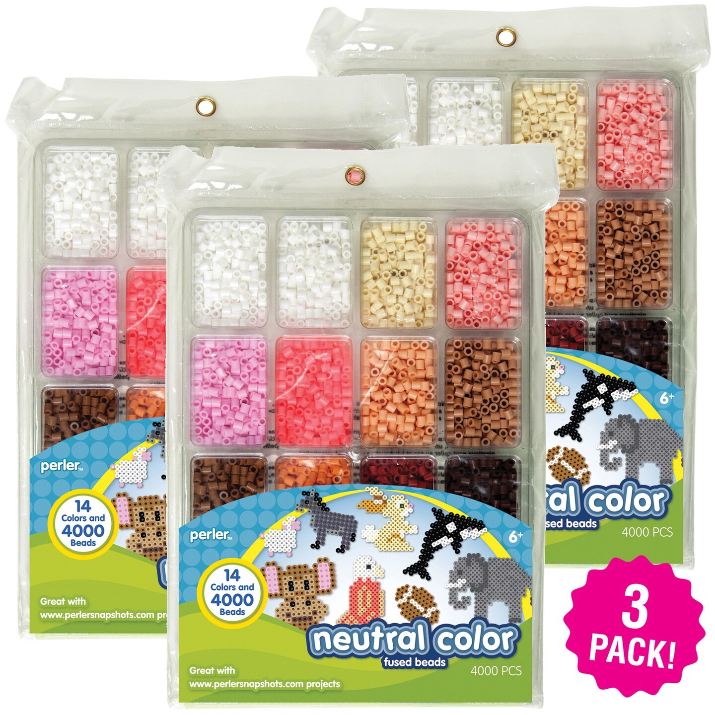 Multipack of 3 - Perler Fused Bead Tray 4,000/Pkg-Neutral Color | Michaels