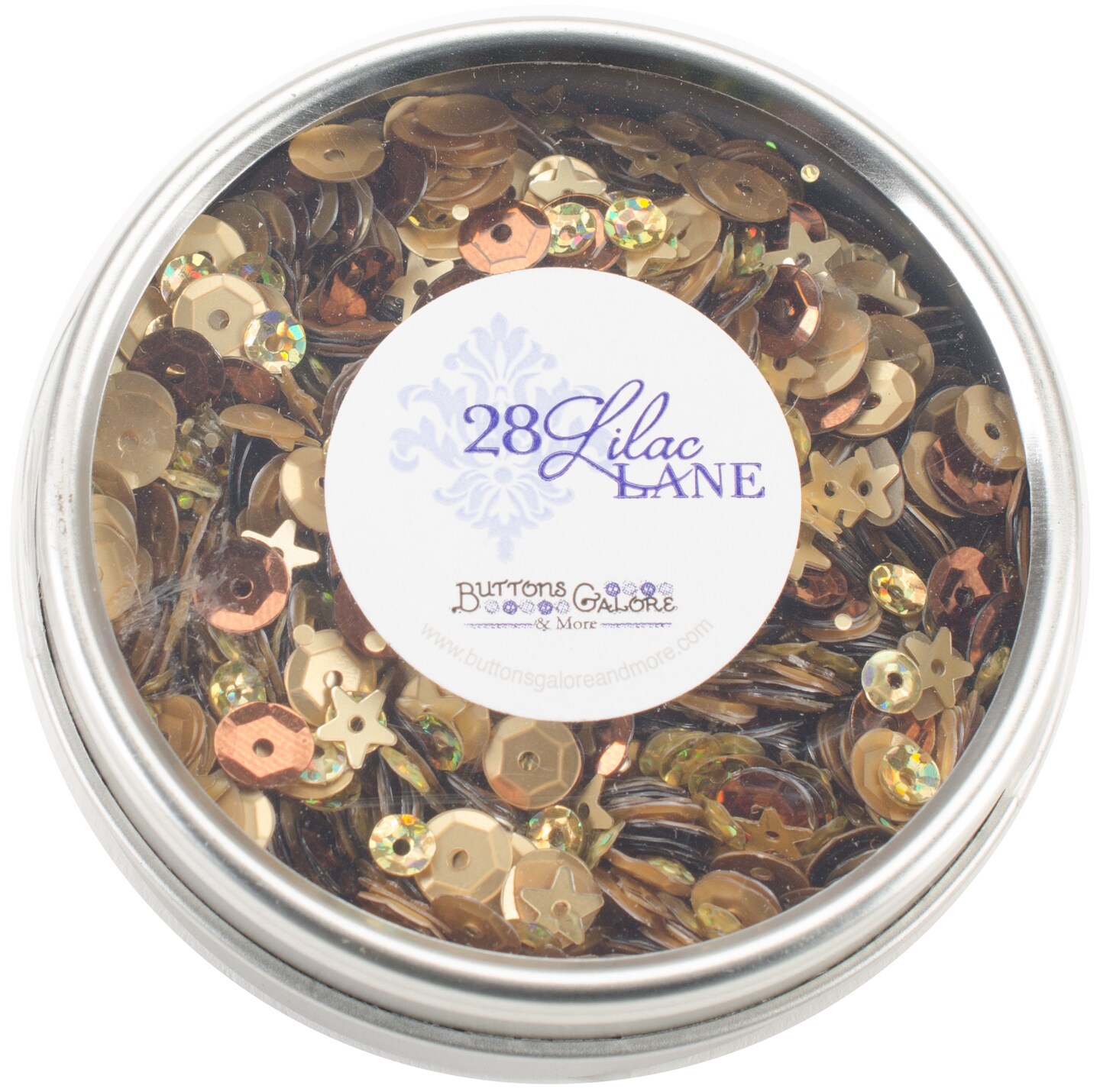 Buttons Galore 28 Lilac Lane Tin W/Sequins 40g-Not So Heavy Metal ...