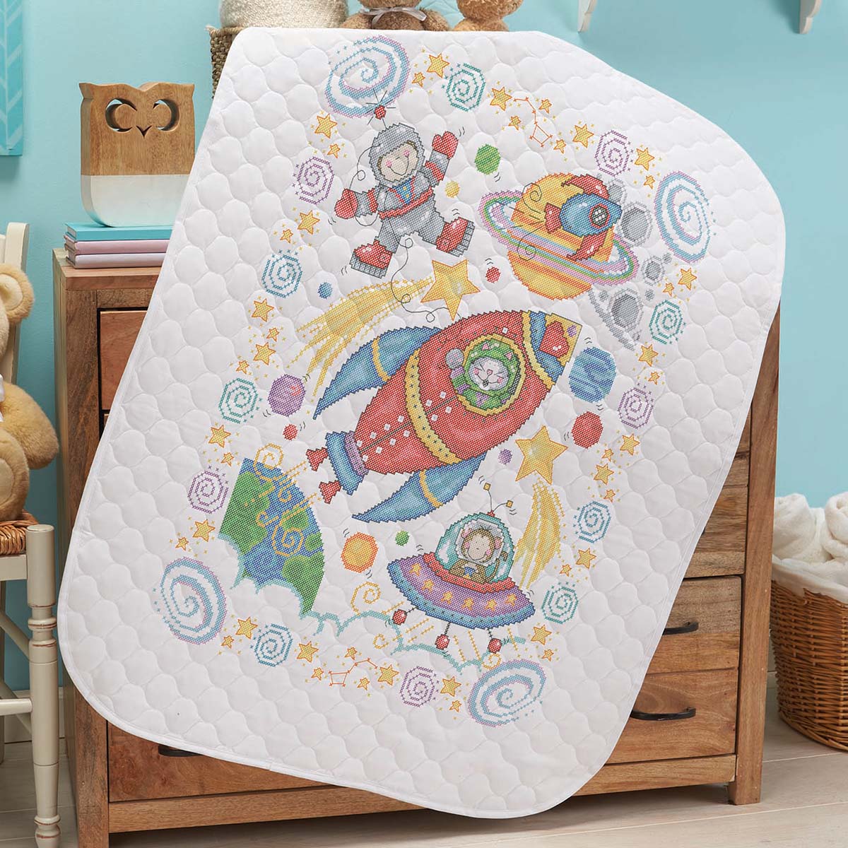 Baby by Herrschners Out of This World Baby Quilt Stamped Cross-Stitch ...