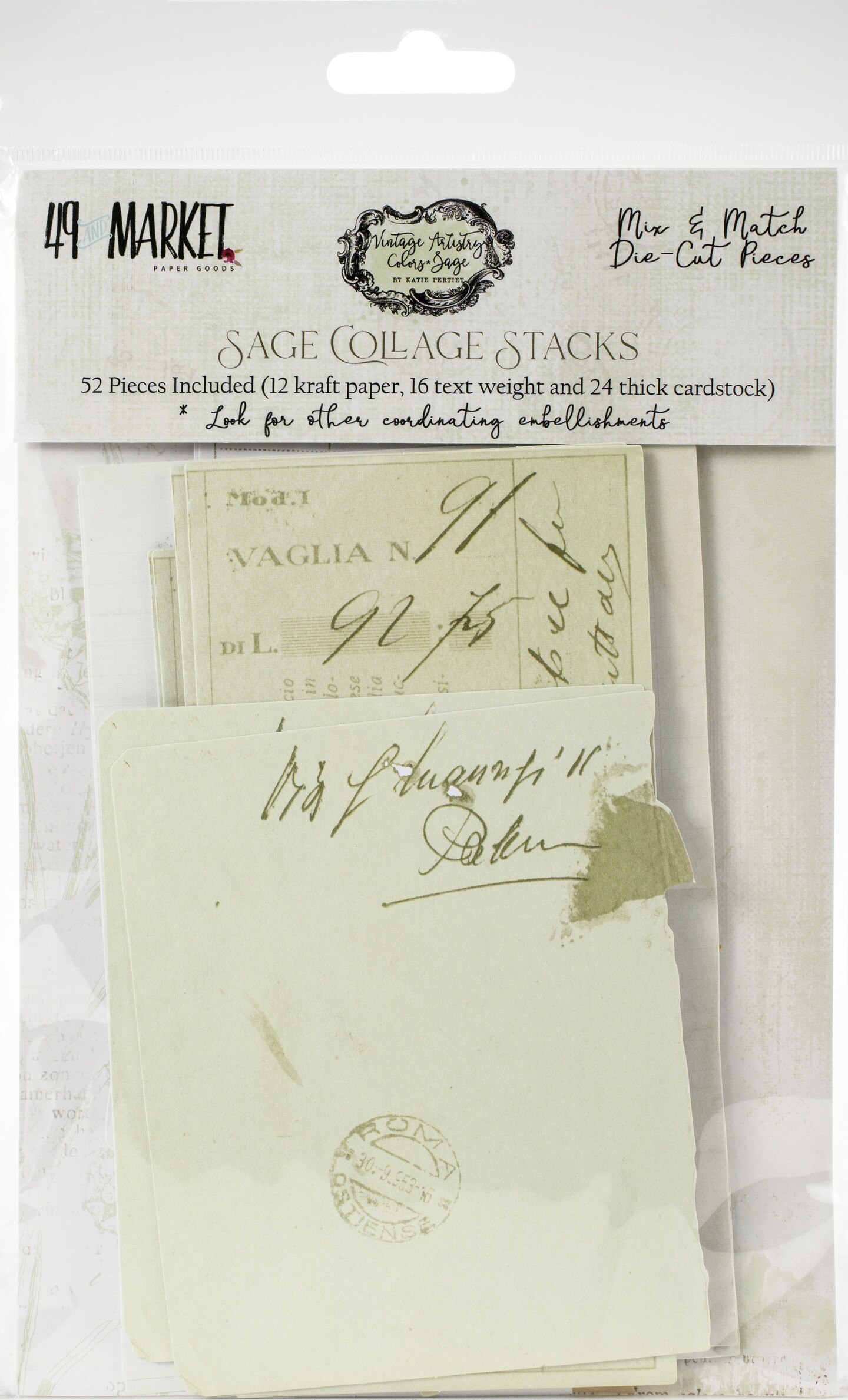 Vintage Artistry Sage Collage Stack-52/Pkg | Michaels