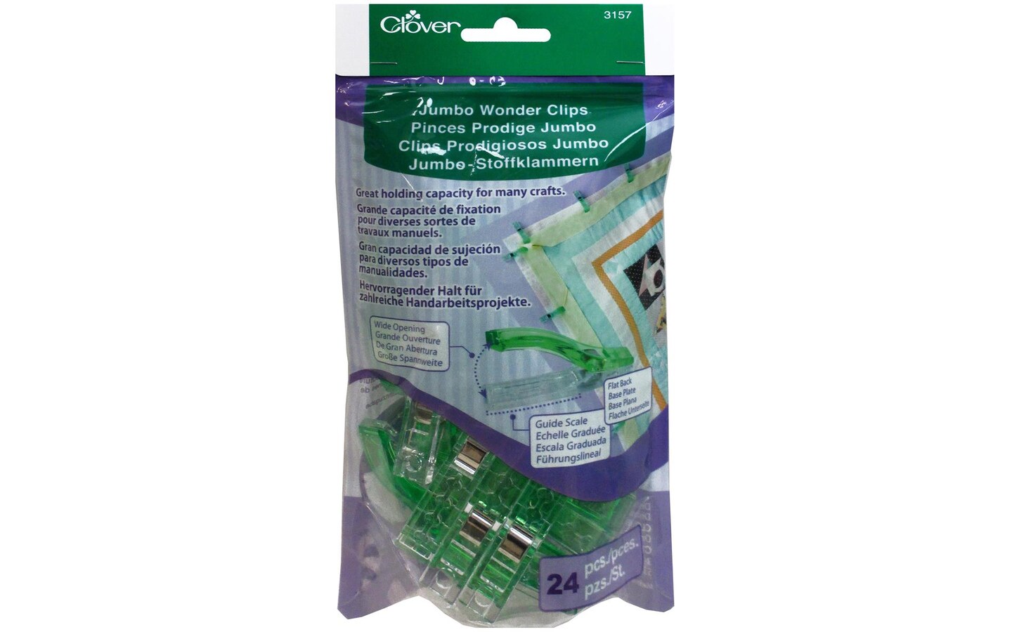 Clover Wonder Clips Jumbo Green 24pc | Michaels