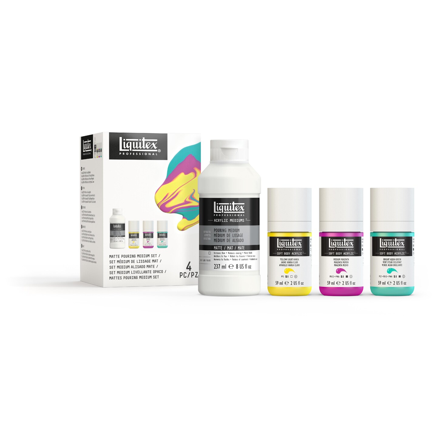 Liquitex, Pouring Medium & Soft Body Acrylic Sets, Matte Pouring Medium ...