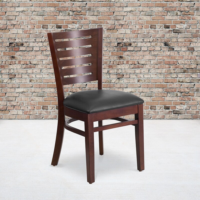Flash Furniture Darby Series Slat Back Walnut Wood Restaurant Chair ...