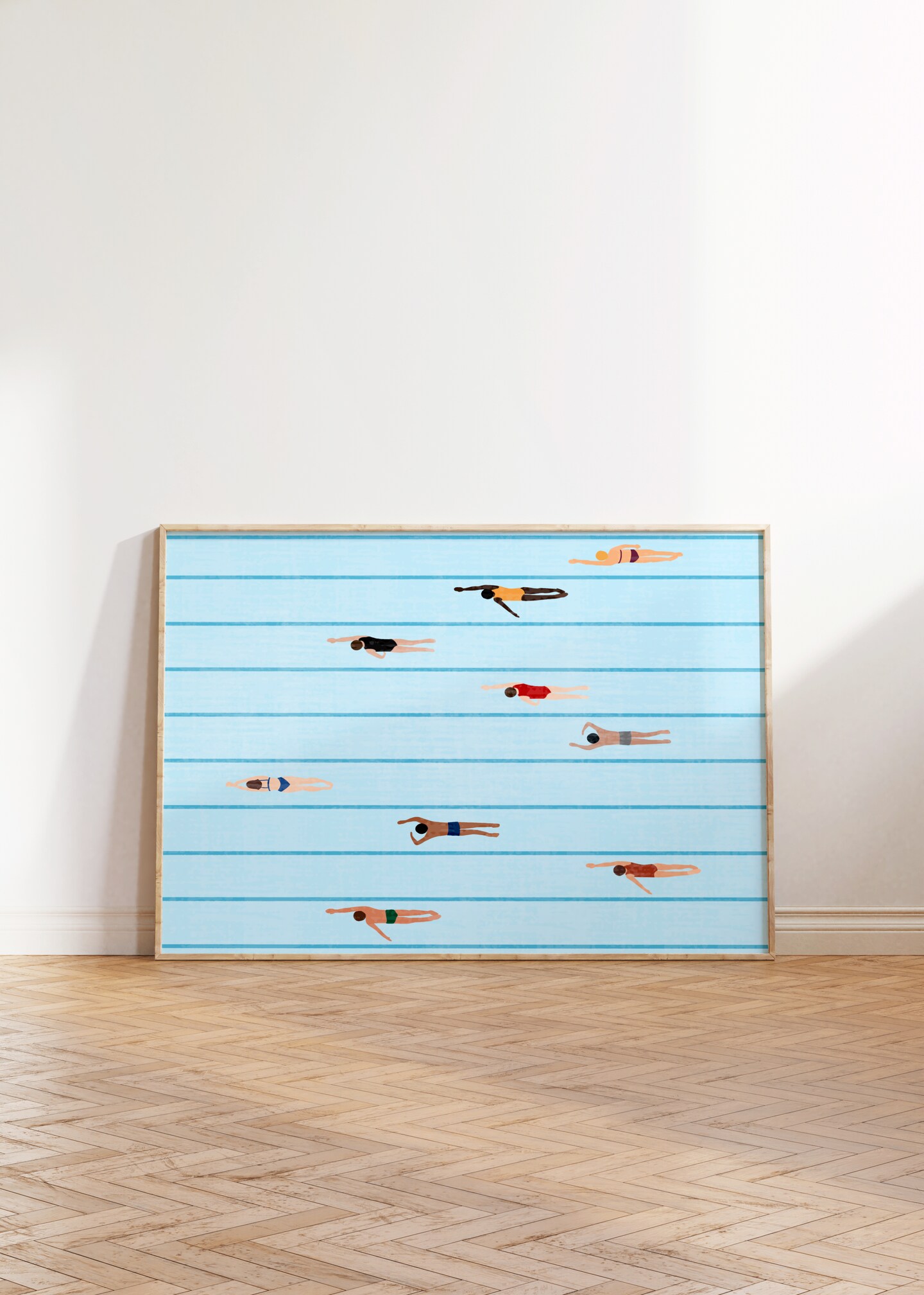 People Swimming in the Pool | Minimalist Pool Art | Tiny People ...