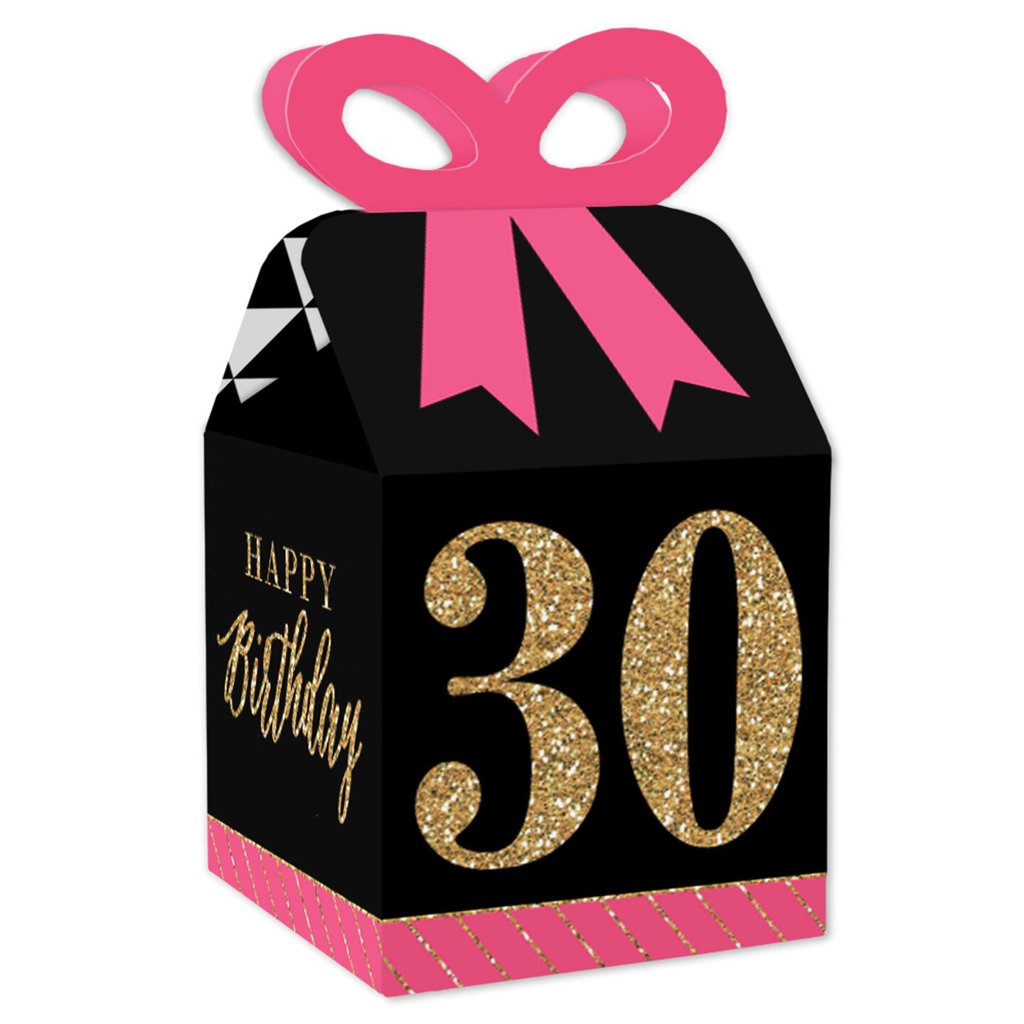 Big Dot of Happiness Chic 30th Birthday - Pink, Black and Gold - Square ...