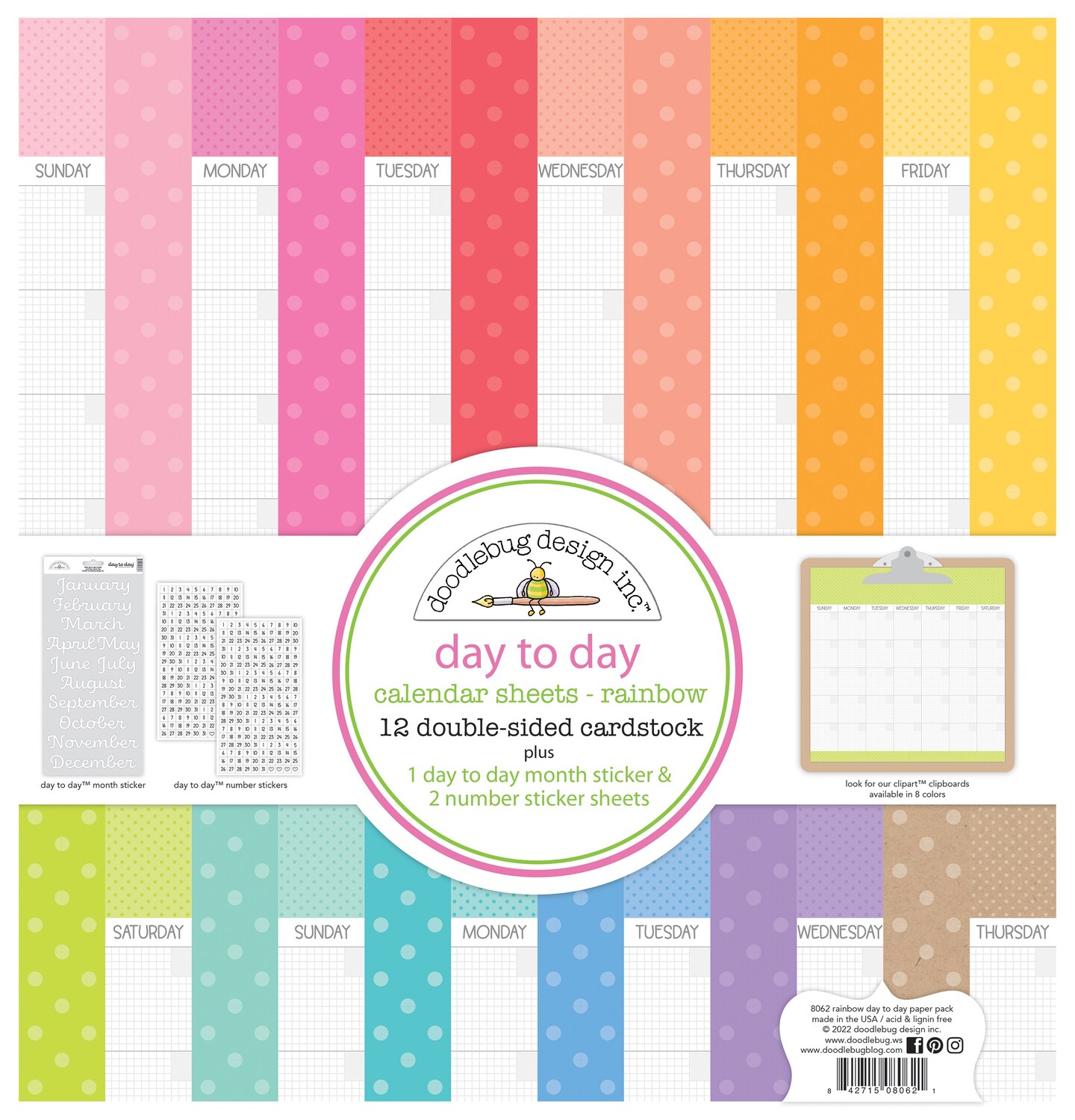 Doodlebug Day To Day Calendar Assortment Pack 12/Pkg-Rainbow | Michaels