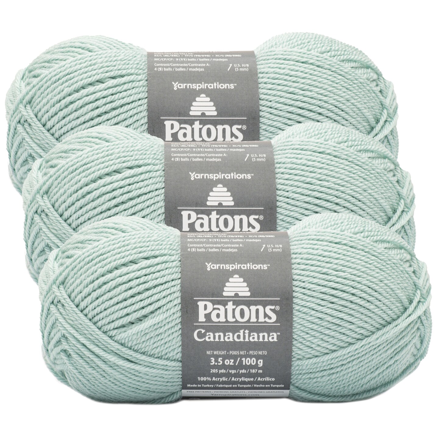 (Pack of 3) Patons Canadiana Yarn - Solids-Sea Glass, Count: 3 | Michaels