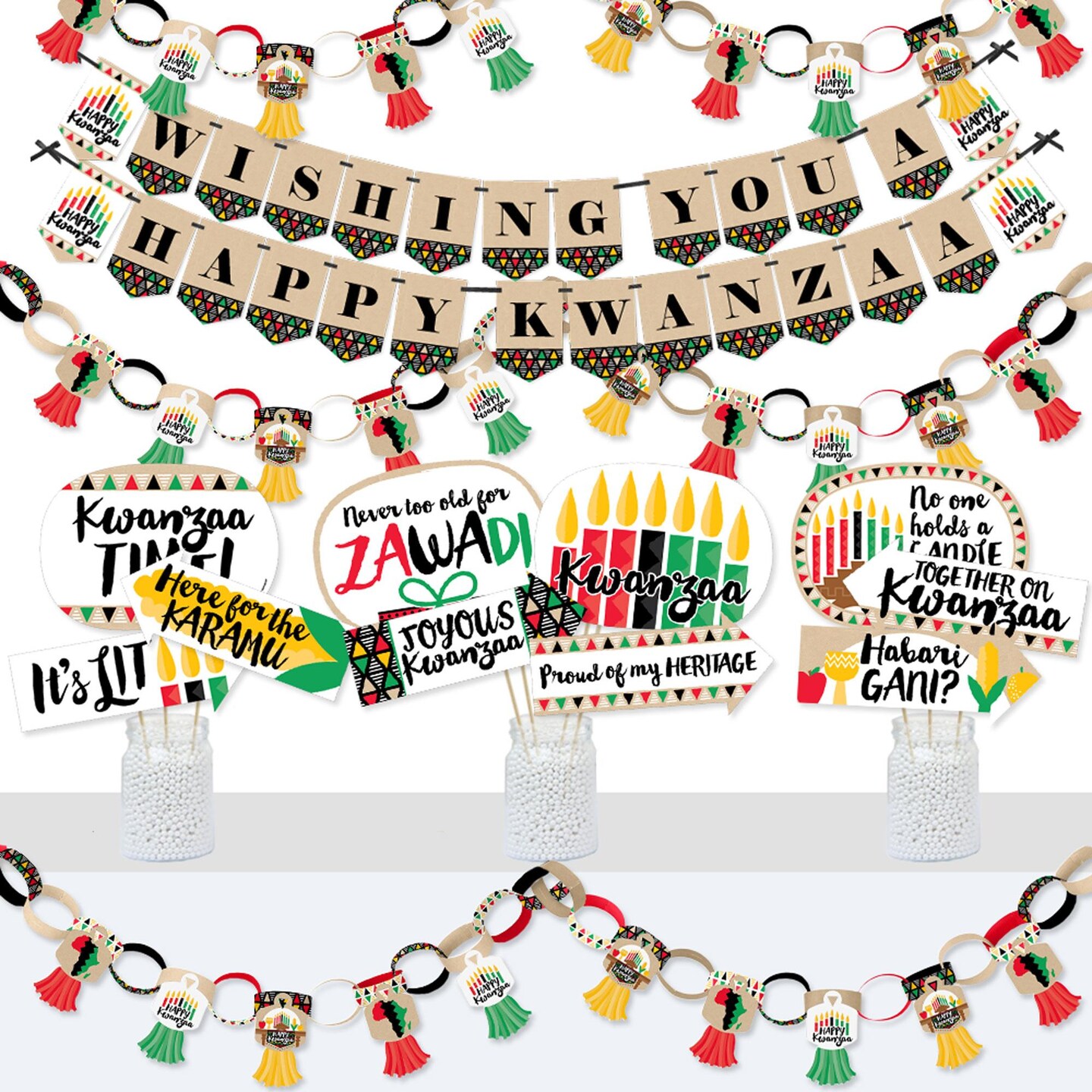 Big Dot of Happiness Happy Kwanzaa - Banner and Photo Booth Decorations ...